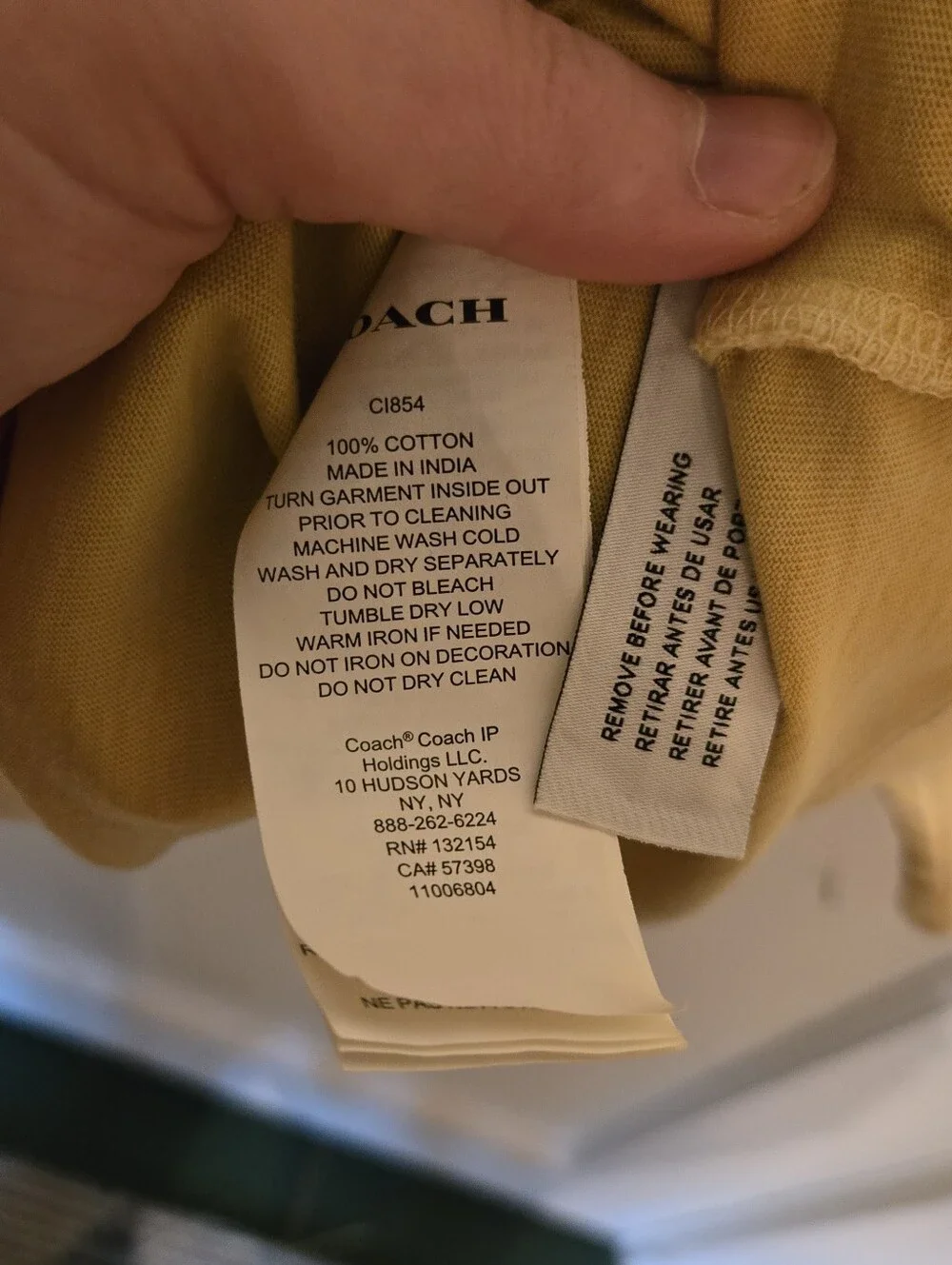 Coach | Tops | Coach Light Yellow Garment Dye Crop Tee With Chest Logo ...
